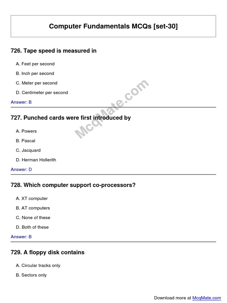 Computer Fundamentals Solved Mcqs Set 30 Pdf Computer Data Storage Random Access Memory