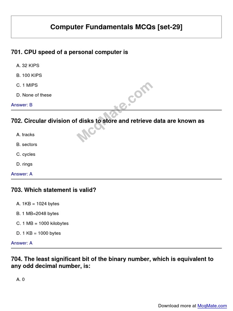 Computer-Fundamentals Solved MCQs (Set-29) | PDF