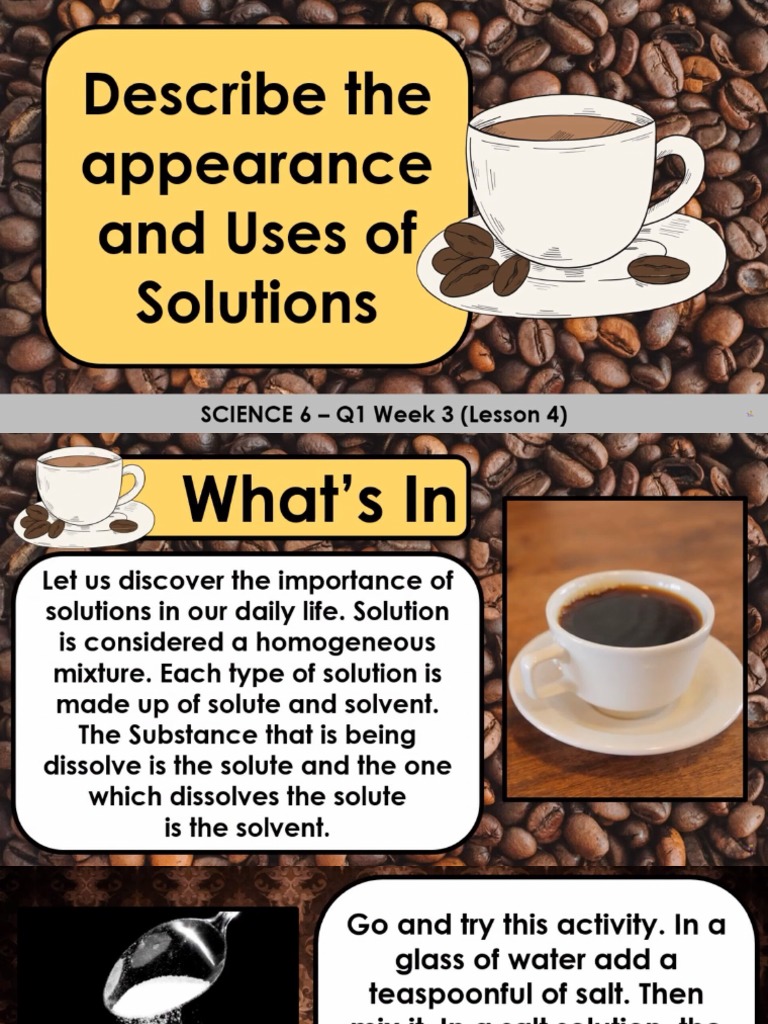 Solutions Characteristics and Uses | PDF | Science & Mathematics