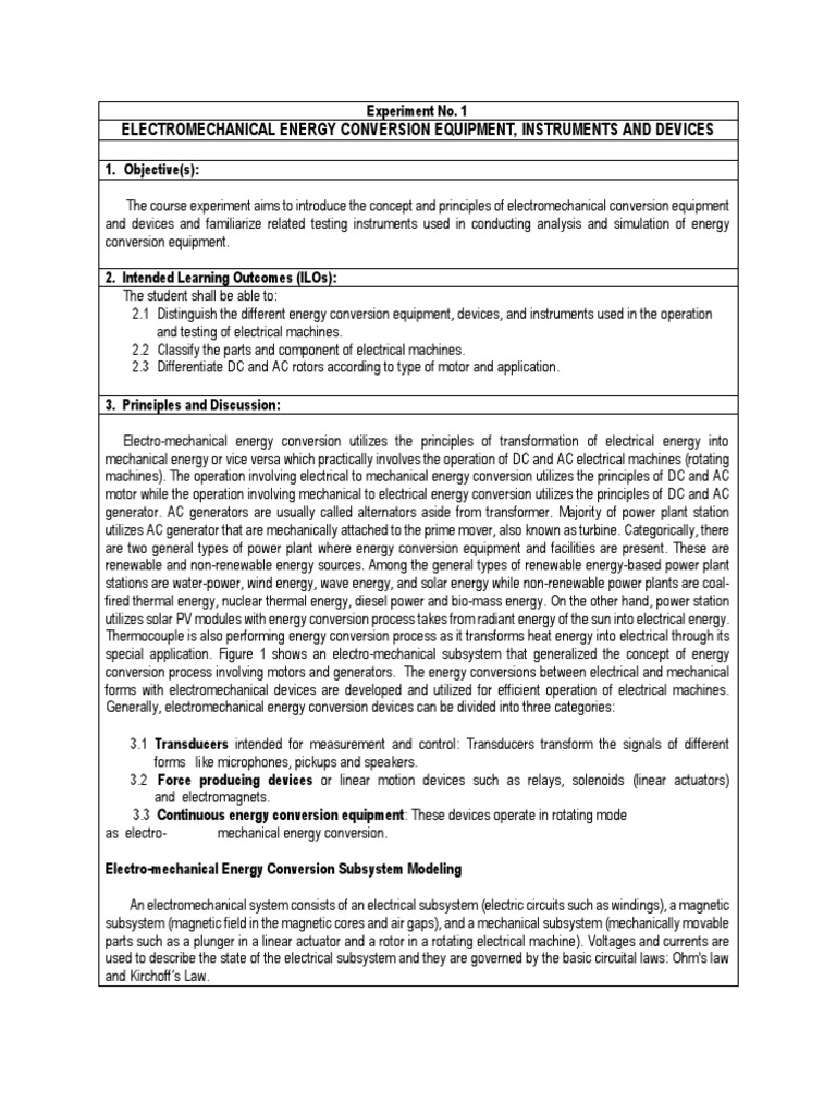 Experiment No 1 And 2 Pdf Pdf Electric Motor Magnetic Field