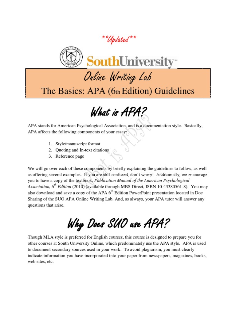 Online Writing Lab What Is APA?: Updated | Download Free PDF | Citation ...