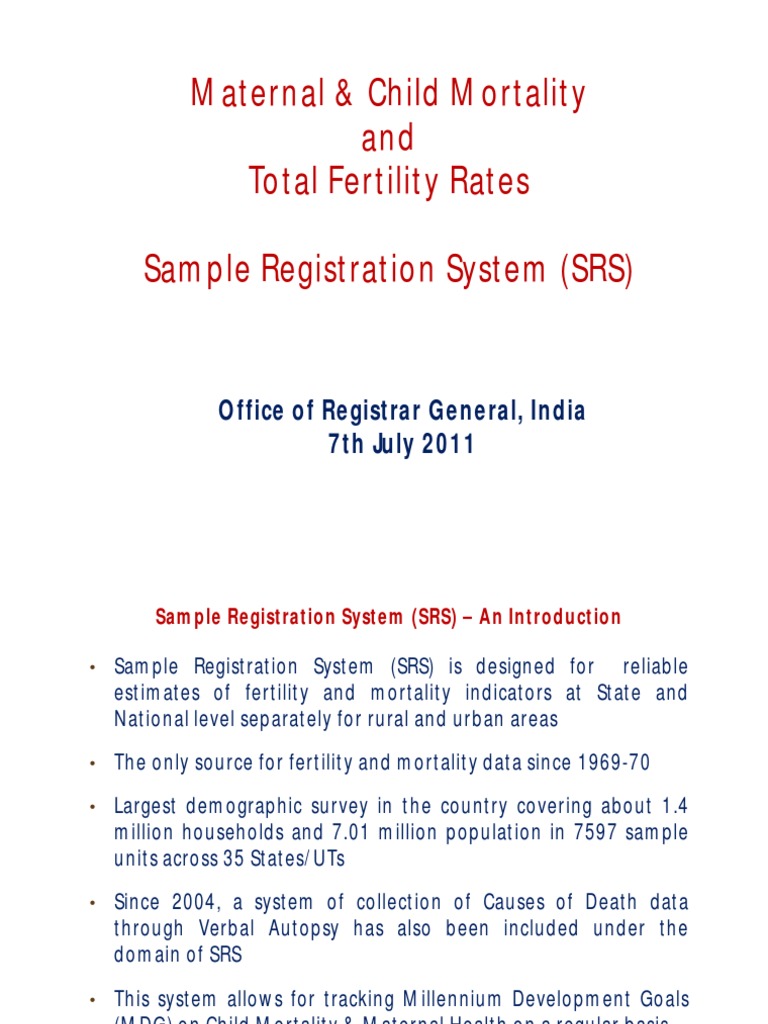 Maternal & Child Mortality and Total Fertility Rates Sample ...