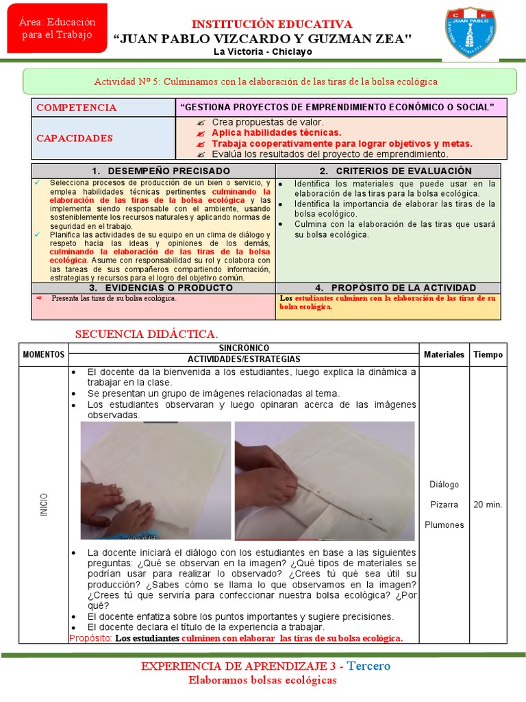 Ept - Experiencias de Aprendizaje 3 - Tercero - Sesion 5 - 3 Bimestre | PDF | Iniciativa ...