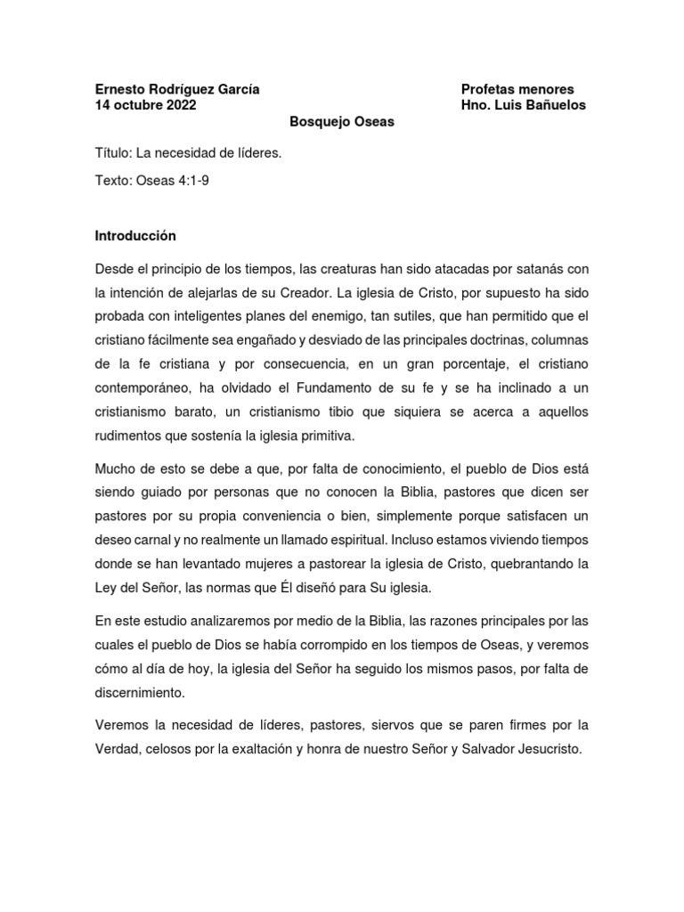 Bosquejo Oseas | PDF | Pecado | Fe