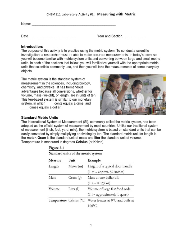 Chem111 Laboratory Activity No. 2 | PDF | Litre | Weighing Scale