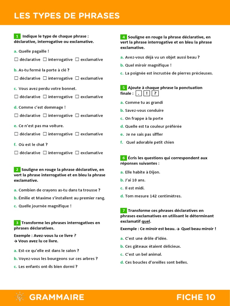 Les Types de Phrases | PDF | Phrase