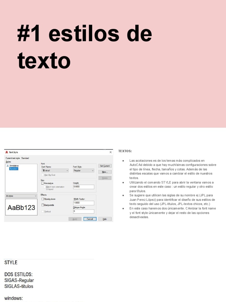 Estilos de Texto y Cotas en AutoCAD | PDF