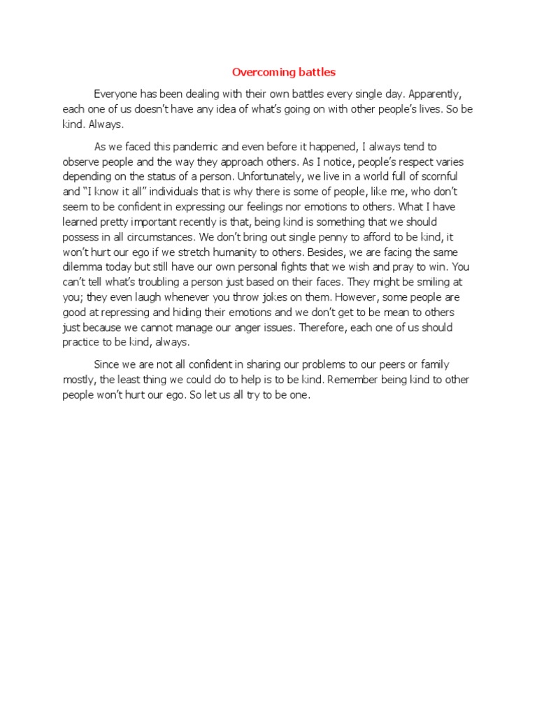 Everyone Has Been Dealing With Their Own Battles Every Single Day | PDF ...