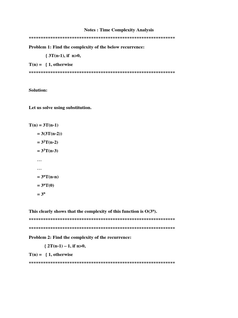 Notes Time Complexity Analysis Pdf Control Flow Function Mathematics