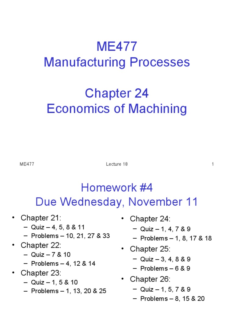 ME477-Lecture 2018-Economics of Machining | PDF