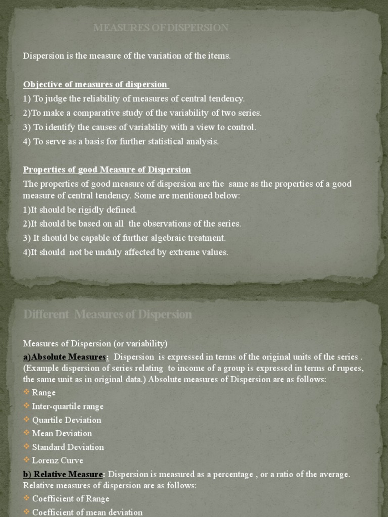 Measure Of Dispersion Pdf Statistical Dispersion Quartile
