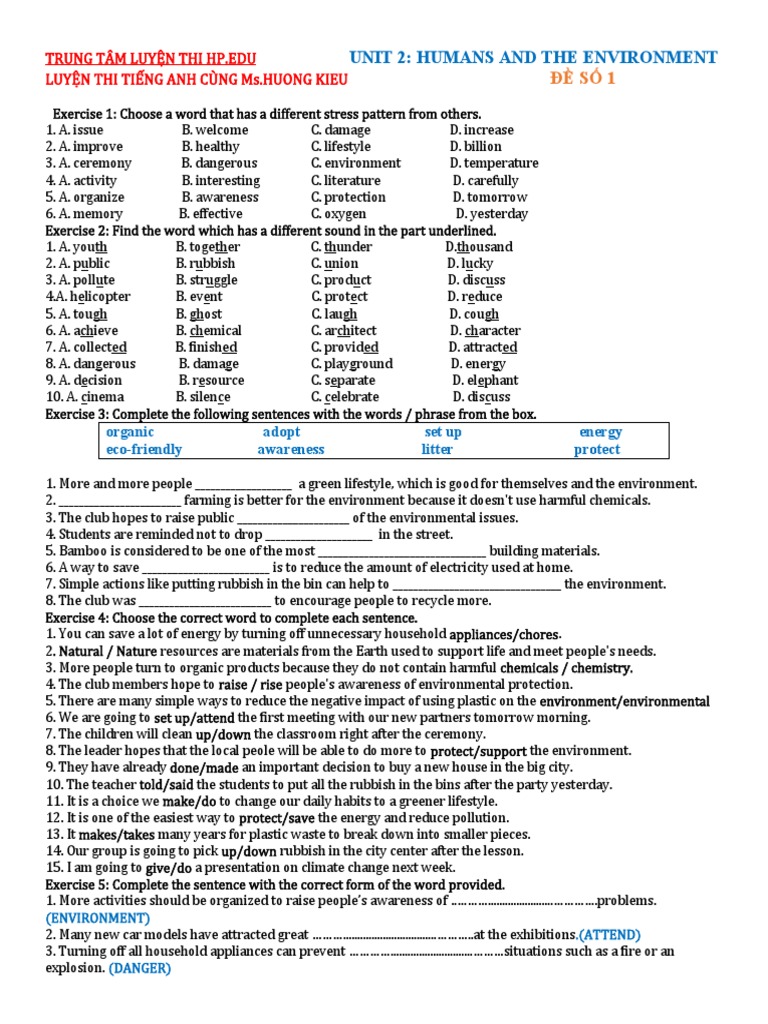 e10.Unit 2.Đề 1.New | Download Free PDF | Waste | Agriculture