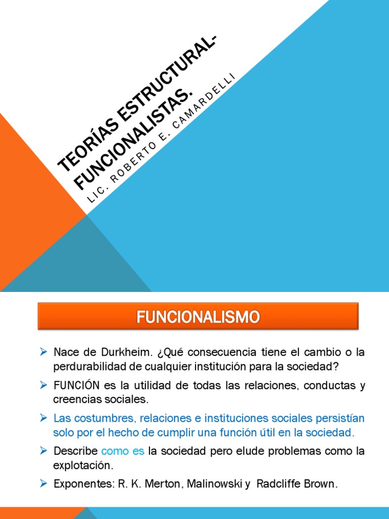Unidad 5. Tema 1. Estructural-Funcionalismo. | PDF | Teorías filosóficas | Ciencias del ...