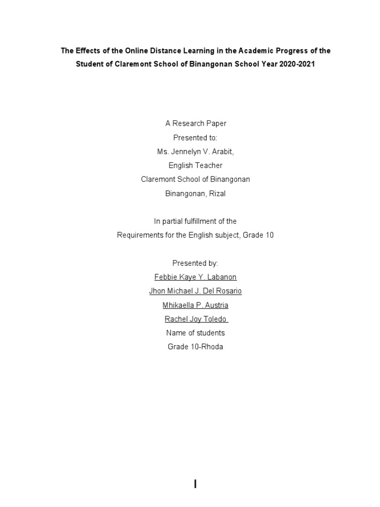 The Effects of The Online Distance Learning in The Academic Progress | PDF | Educational ...