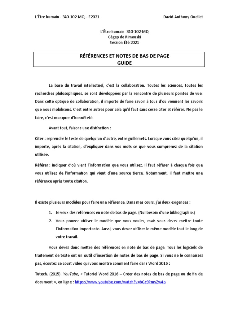 Guide des notes de bas de page APA | PDF | Microsoft Word