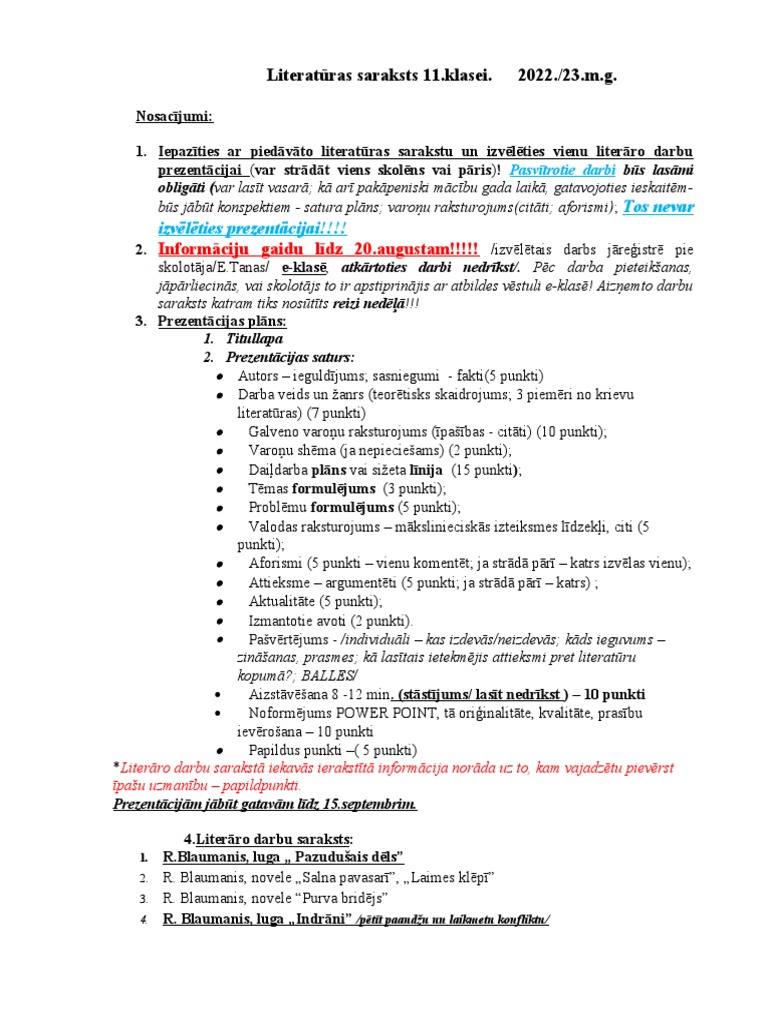 Literatūras Saraksts 11 - KL - 22 - 23 - M - G | PDF