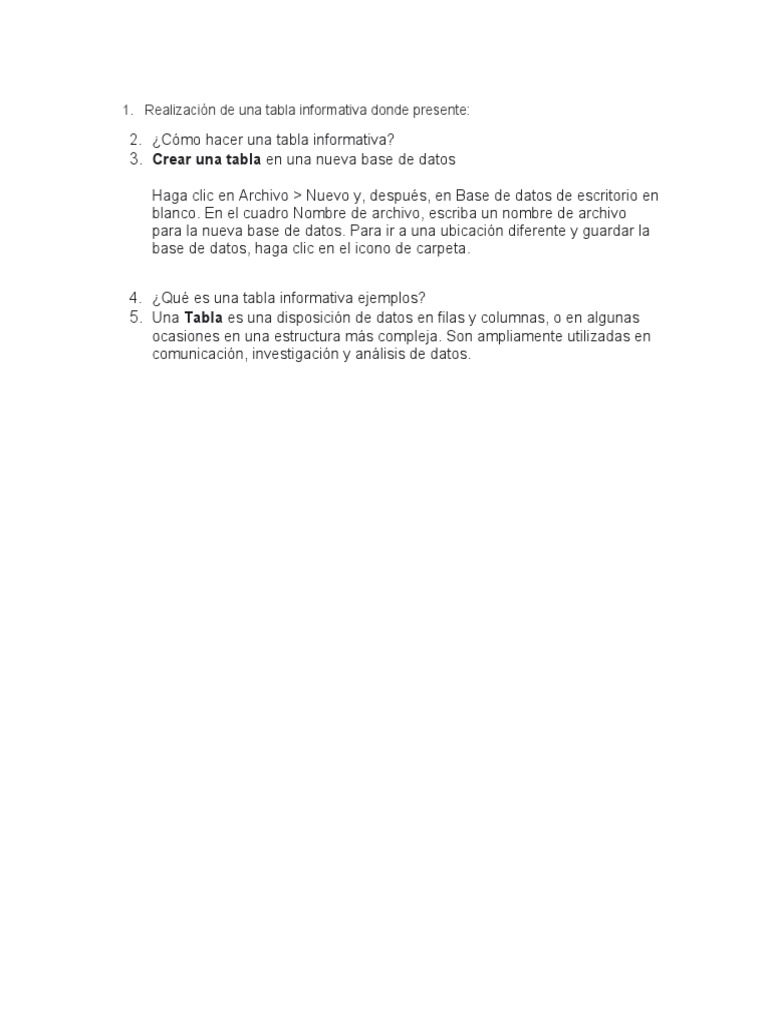 Realización de Una Tabla Informativa Donde Presente | PDF | Informática