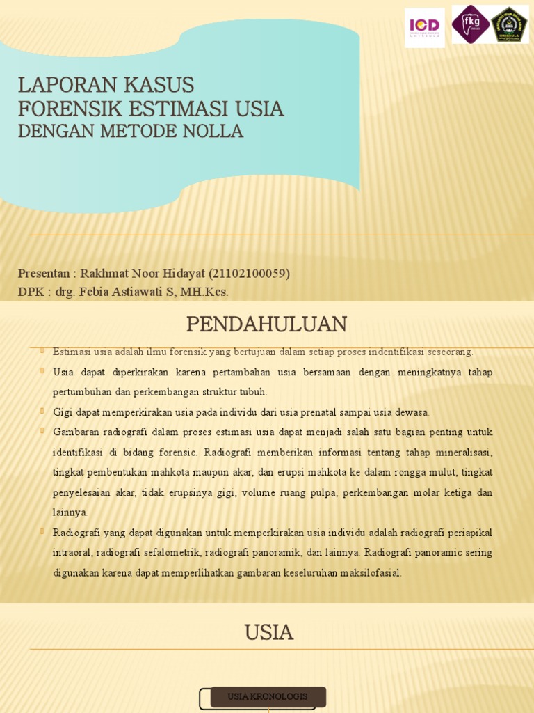 Forensik Estimasi Usia - Rakhmat Noor Hidayat - 21102100059 | PDF