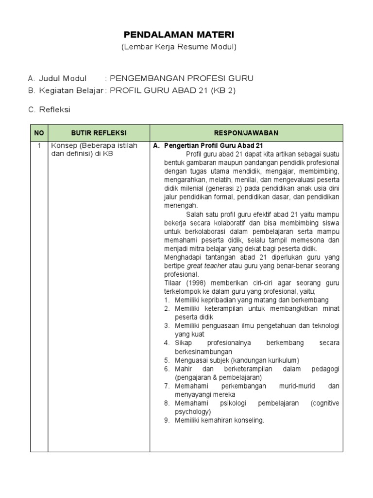 Resume KB 2 Pengembangan Profesi | PDF