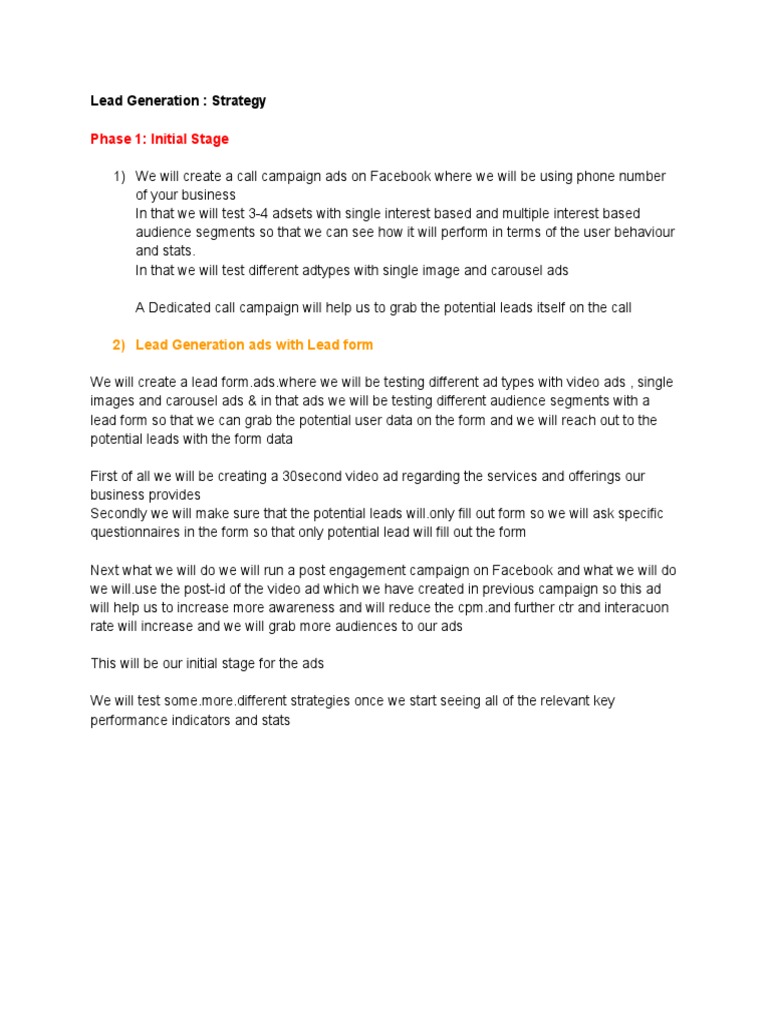 Lead Generation - Strategy | PDF