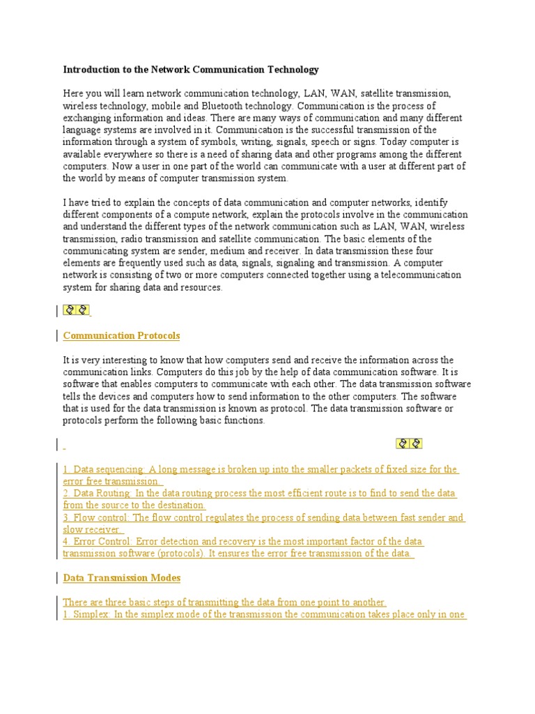 Introduction To The Network Communication Technology | PDF ...