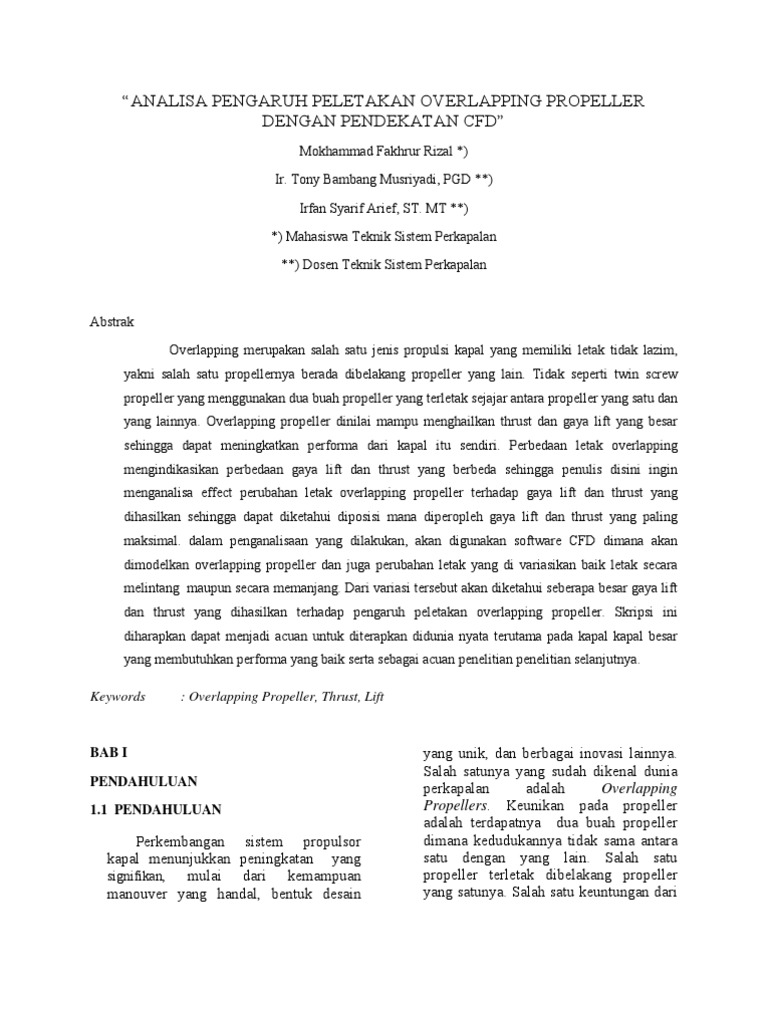 "ANALISA PENGARUH PELETAKAN OVERLAPPING PROPELLER Dengan Pendekatan CFD ...