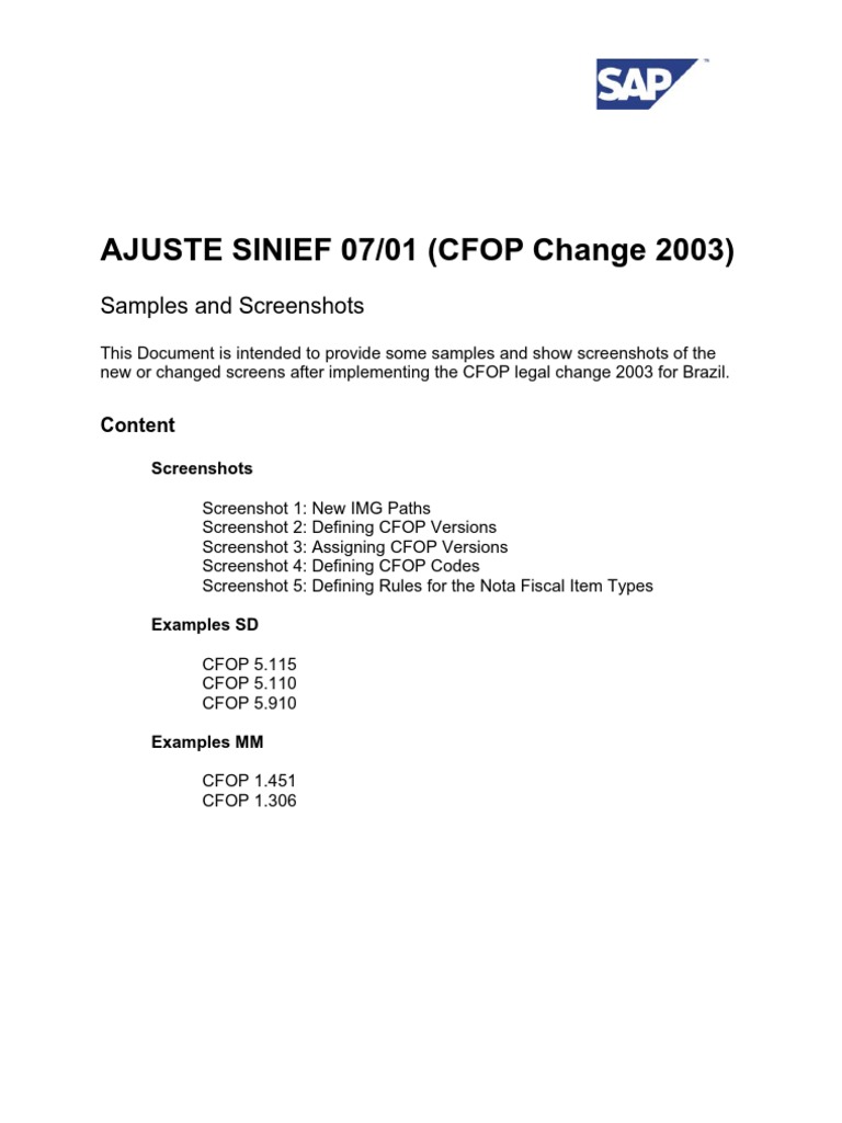 Cfop Samples | PDF | Cheque | Copyright