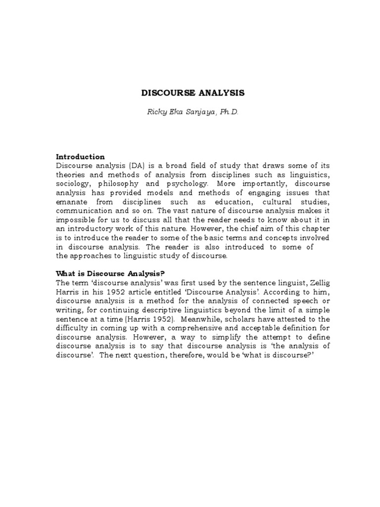 Discourse Analysis | PDF | Linguistics | Analysis Discourse Analysis | PDF | Linguistics | Analysis