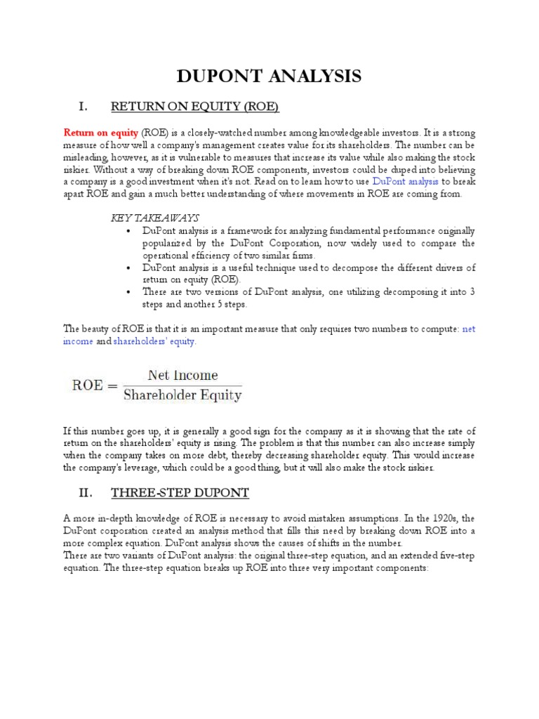 DuPont Analysis | PDF | Leverage (Finance) | Revenue