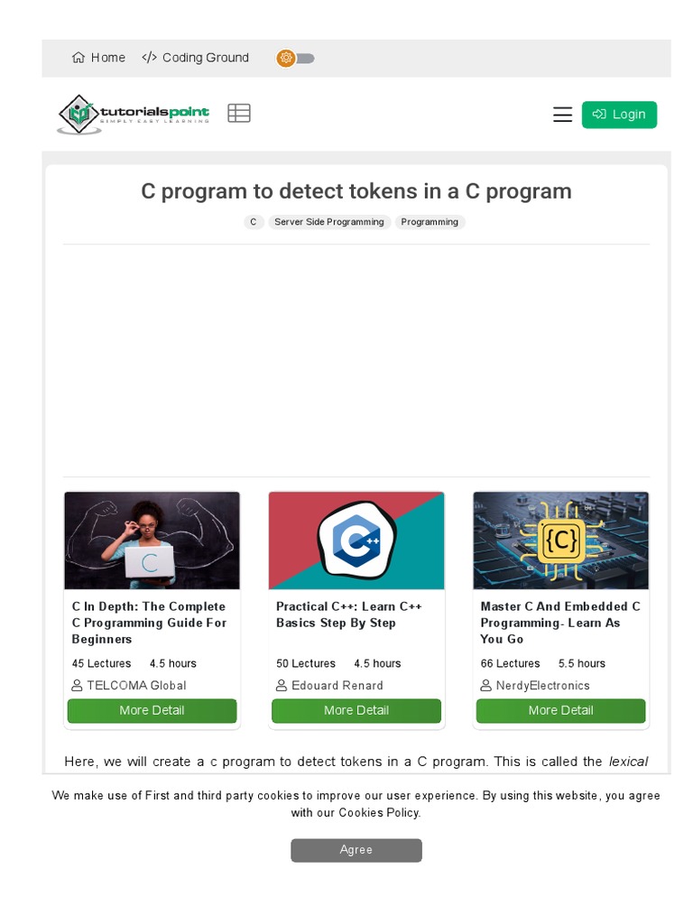 WWW Tutorialspoint Com C Program To Detect Tokens in A C Program | PDF ...