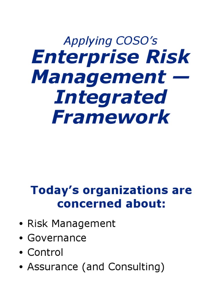 COSO ERM Framework Overview and Application | PDF