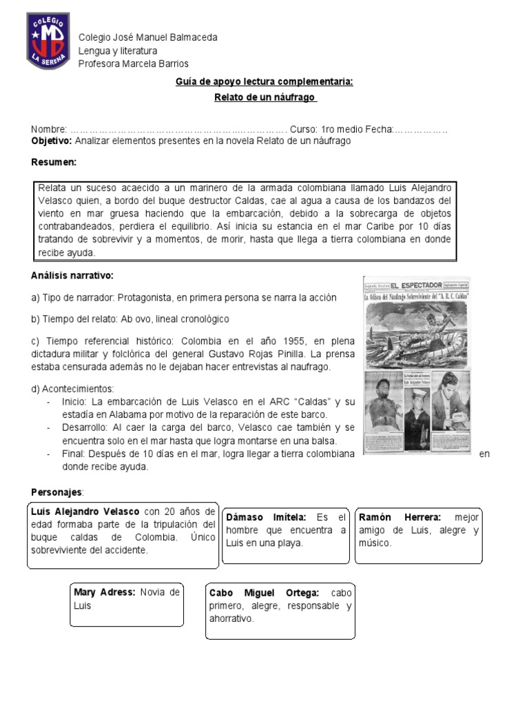 Apoyo Relato de Un Náufrago | PDF