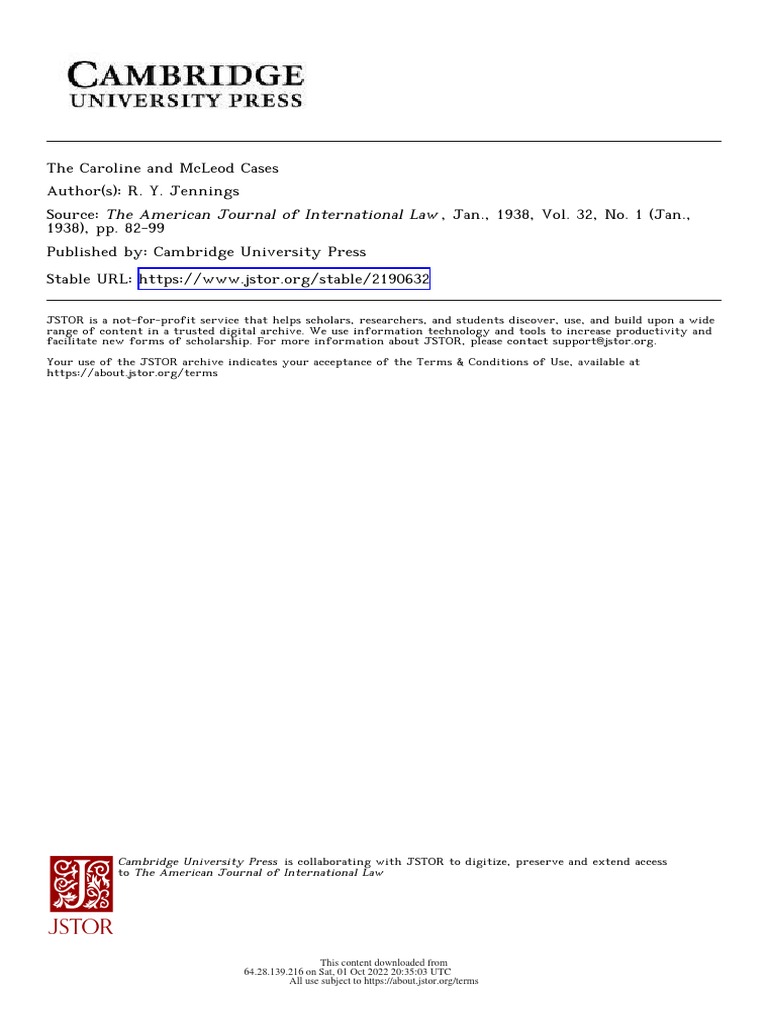 The Caroline and McLeod Cases Explained | PDF | Travel | History