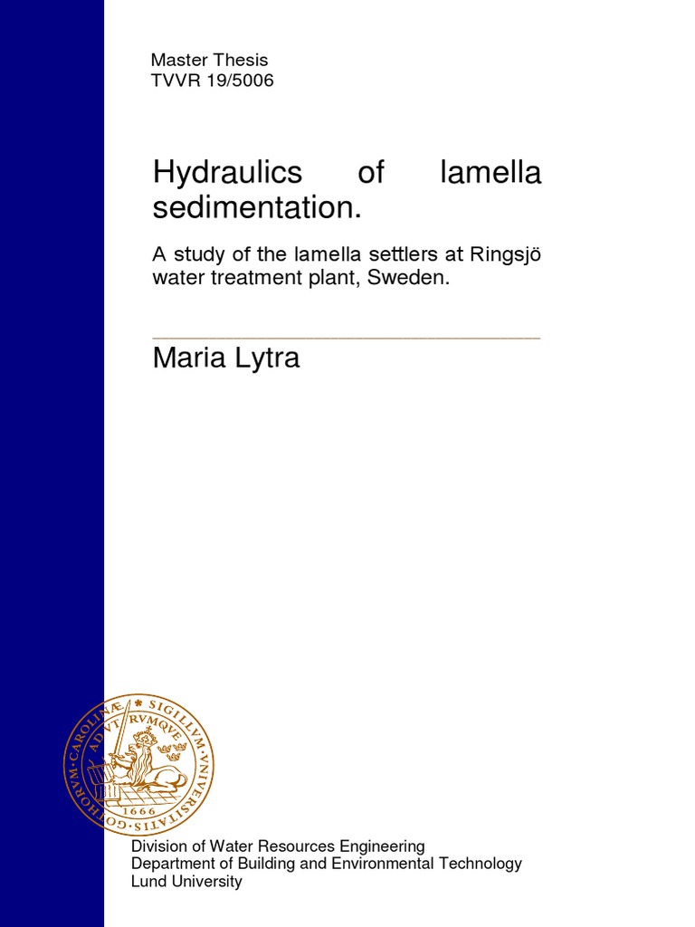 Hydraulics of Lamella Sedimentation. A Study o | PDF | Water Purification | Diffusion