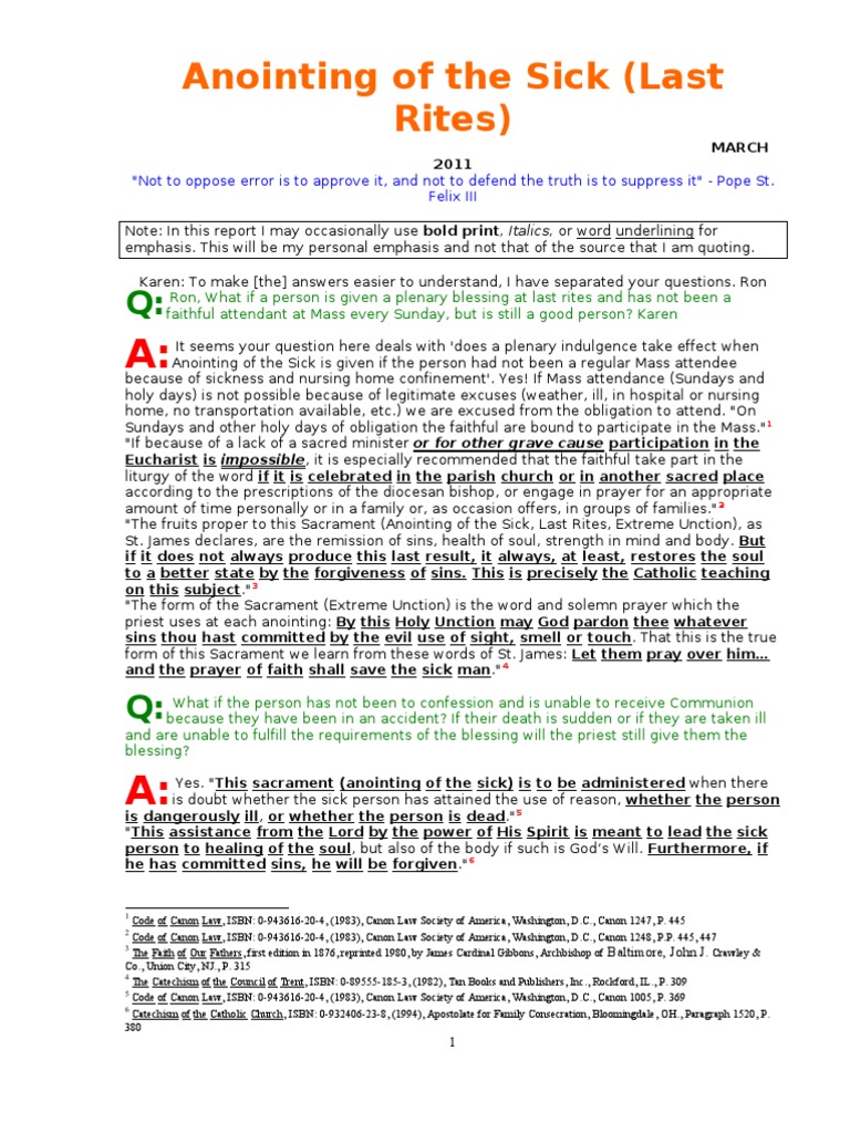 Anointing of The Sick | Download Free PDF | Penance | Sacraments