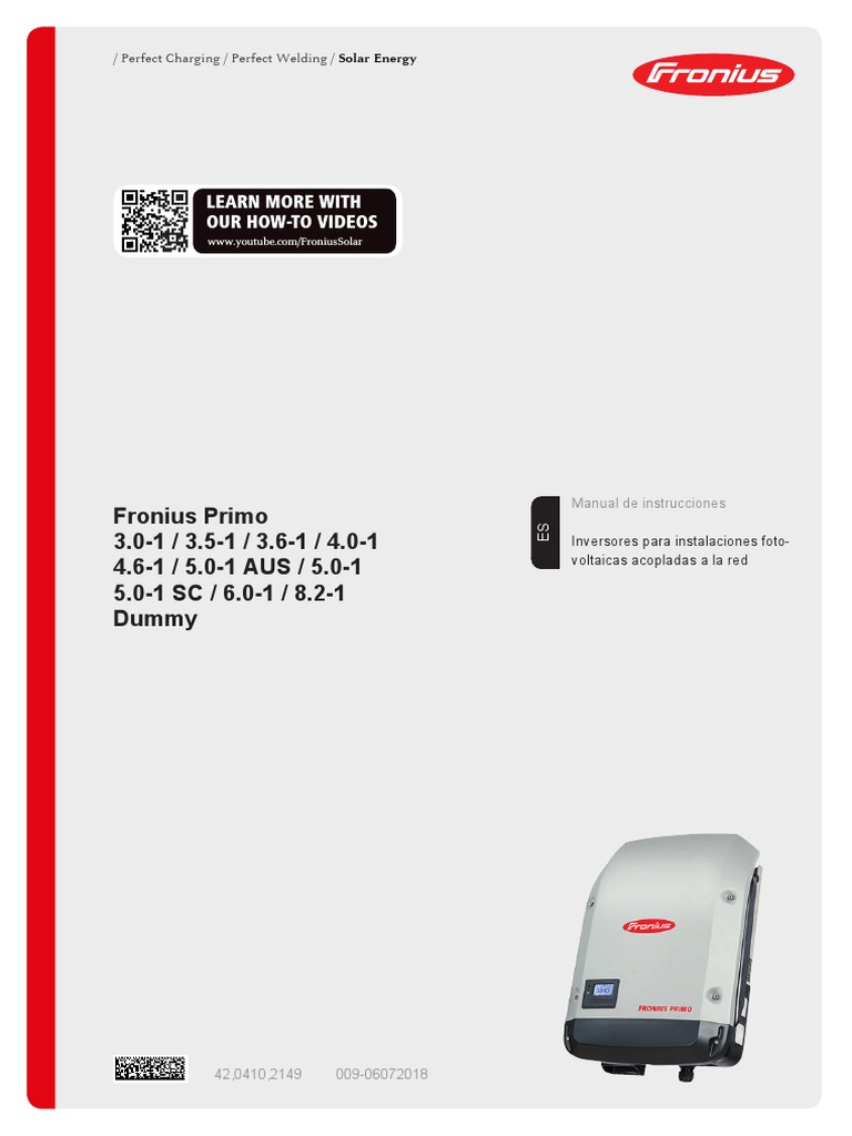 Manual de Instrucciones Inversores Fronius Primo | PDF | Inversor de ...