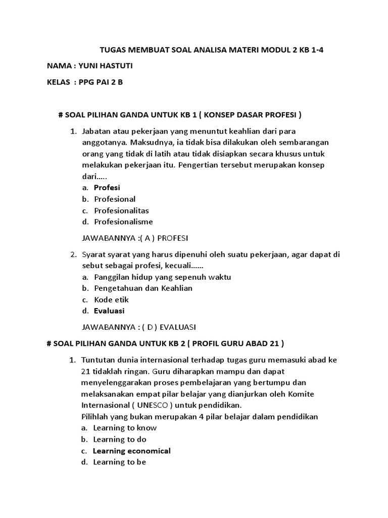 Soal Analisa Materi Modul 2 KB 1-4 | PDF