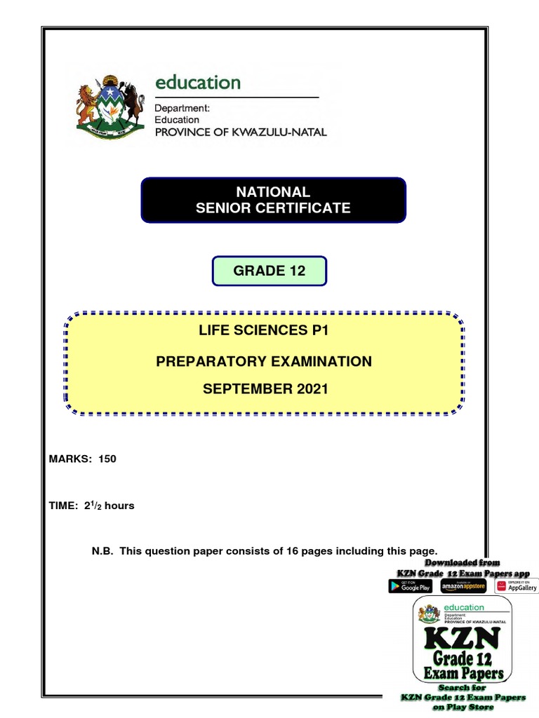 LIFE SCIENCE GRADE 12 EXAM GUIDELINES 2021 PDF Technical Specifications ...