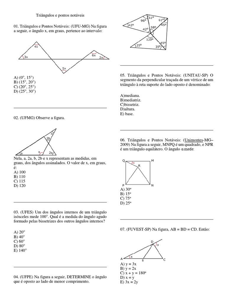 Triângulos e Pontos Notáveis | PDF