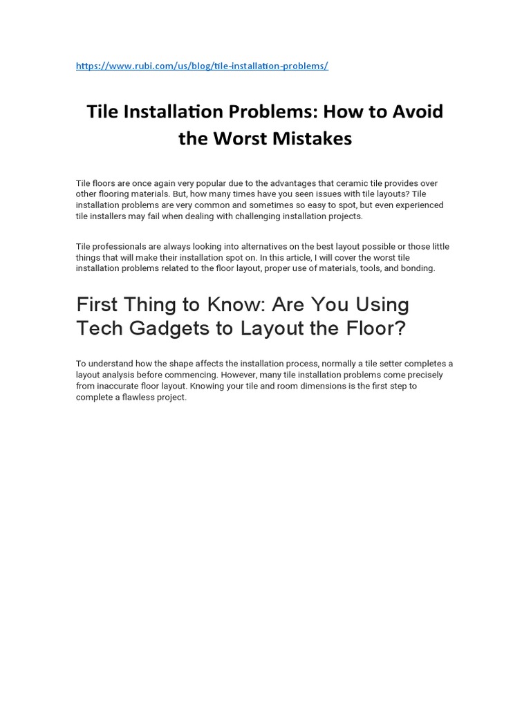 Tile Installation Problems | PDF