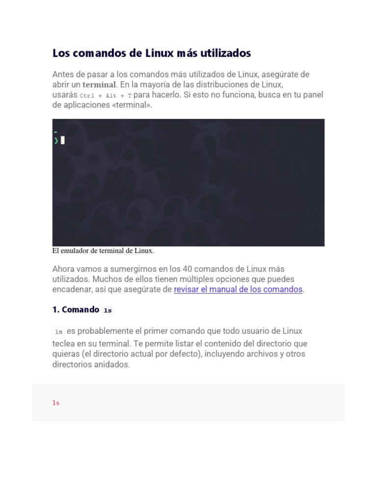 Los Comandos de Linux Más Utilizados | PDF | Archivo de computadora ...