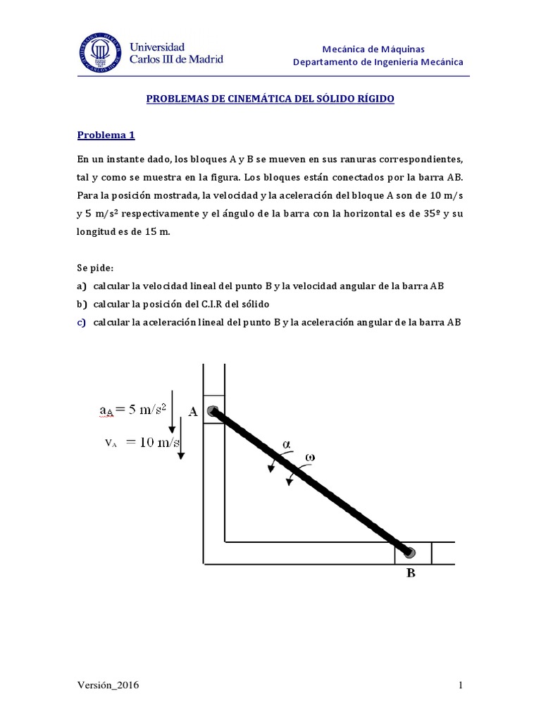B Problemas Cinematica | PDF | Rotación | Velocidad