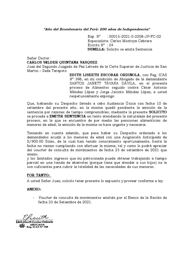 Solicito Se Emita Sentencia | PDF
