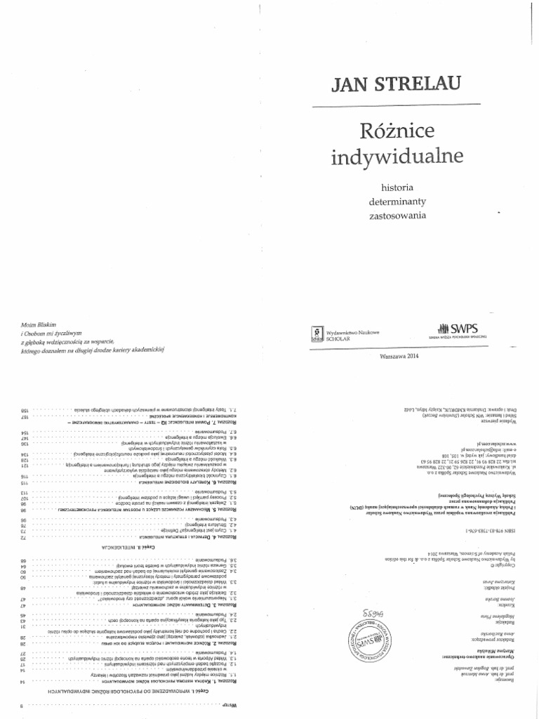Kopia Kopia Strelau J. - Różnice Indywidualne. Historia, Determinanty, Zastosowania | PDF