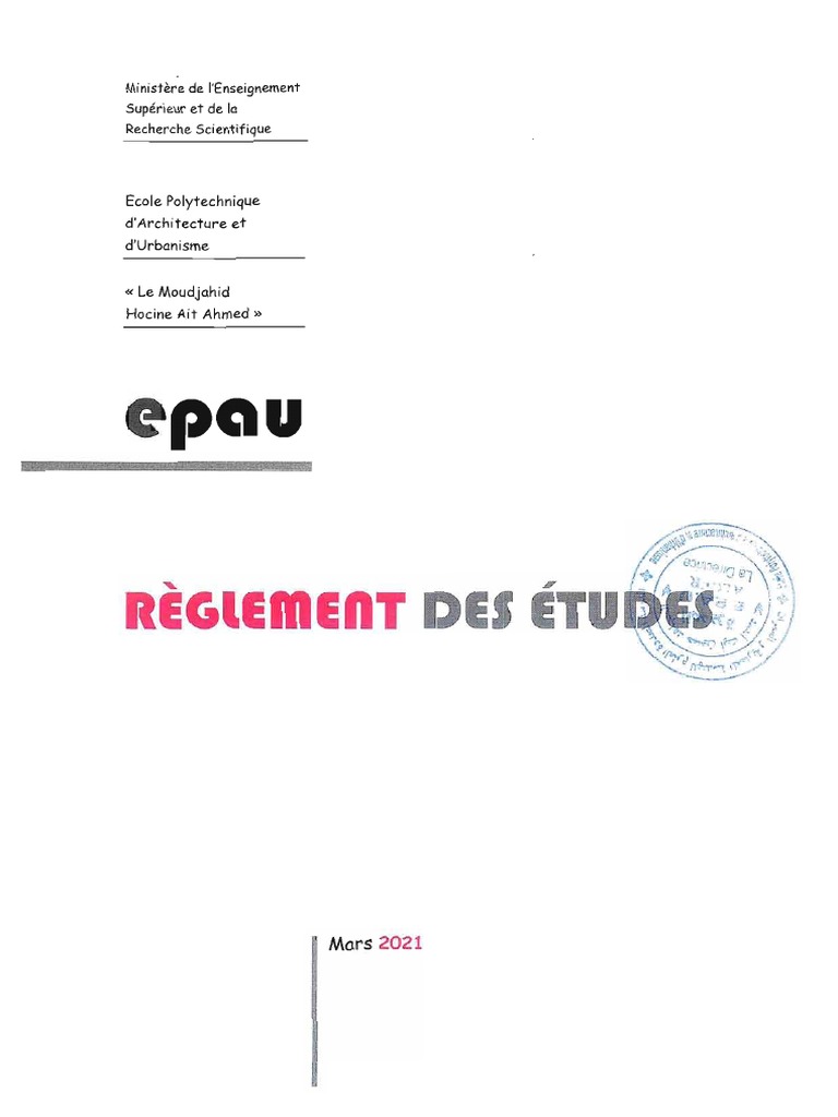 Reglement Etudes 2021 | PDF