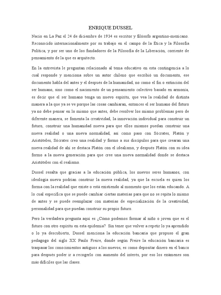 Enrique Dussel | PDF | Platón | Aristóteles