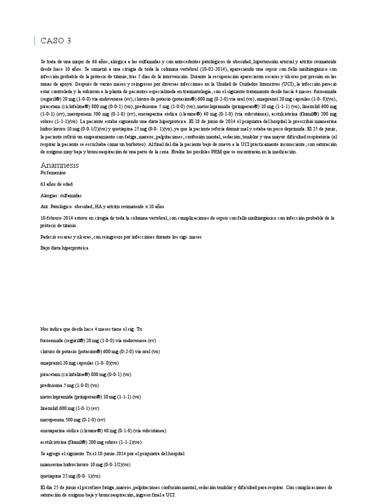 Caso 3 | PDF | Farmacéutico | Efecto adverso