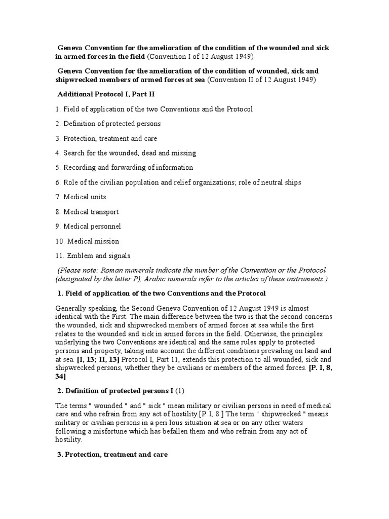 ICRC - Extract From Geneva Basic Rules - Wounded, Sick and Shipwrecked ...
