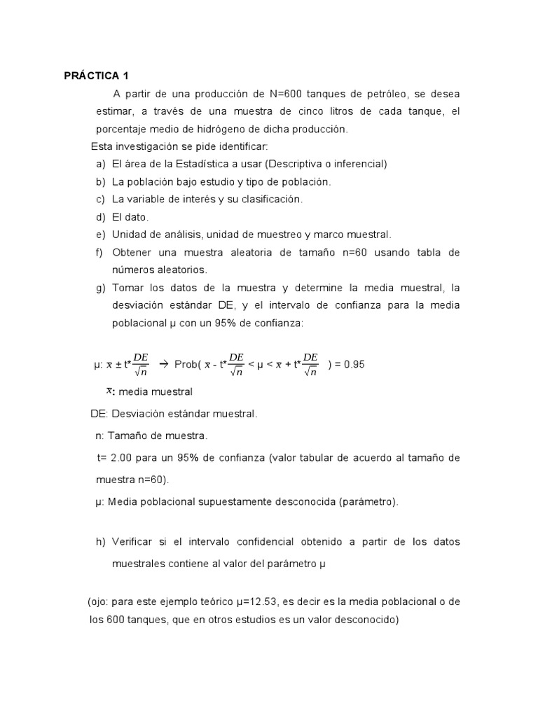 Práctica 1 (1) | PDF | Muestreo (Estadísticas) | Media