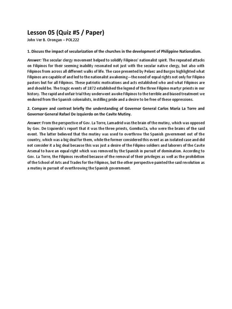 Lesson 05 (Quiz #5 - Paper) | PDF